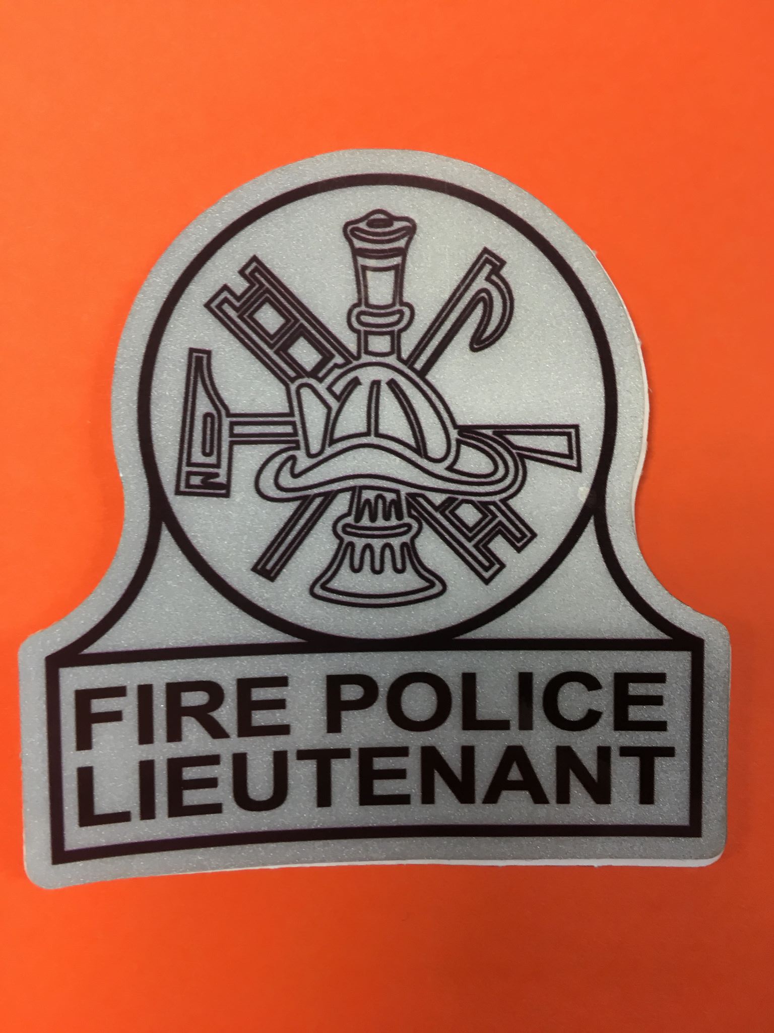 Fire Police Lieutenant Helmet Front Sticker For Sale - D.E. Gemmill