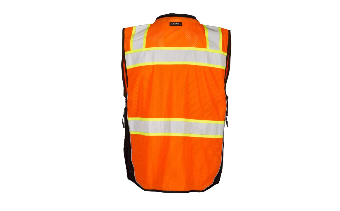 Black Series Class 2 Surveyor Vest with Back Pouch Pocket- Orange For ...