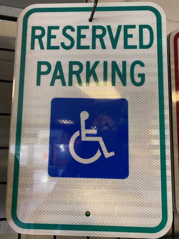 Handicap Reserved Parking Sign- 12x18 Aluminum- D.E. Gemmill